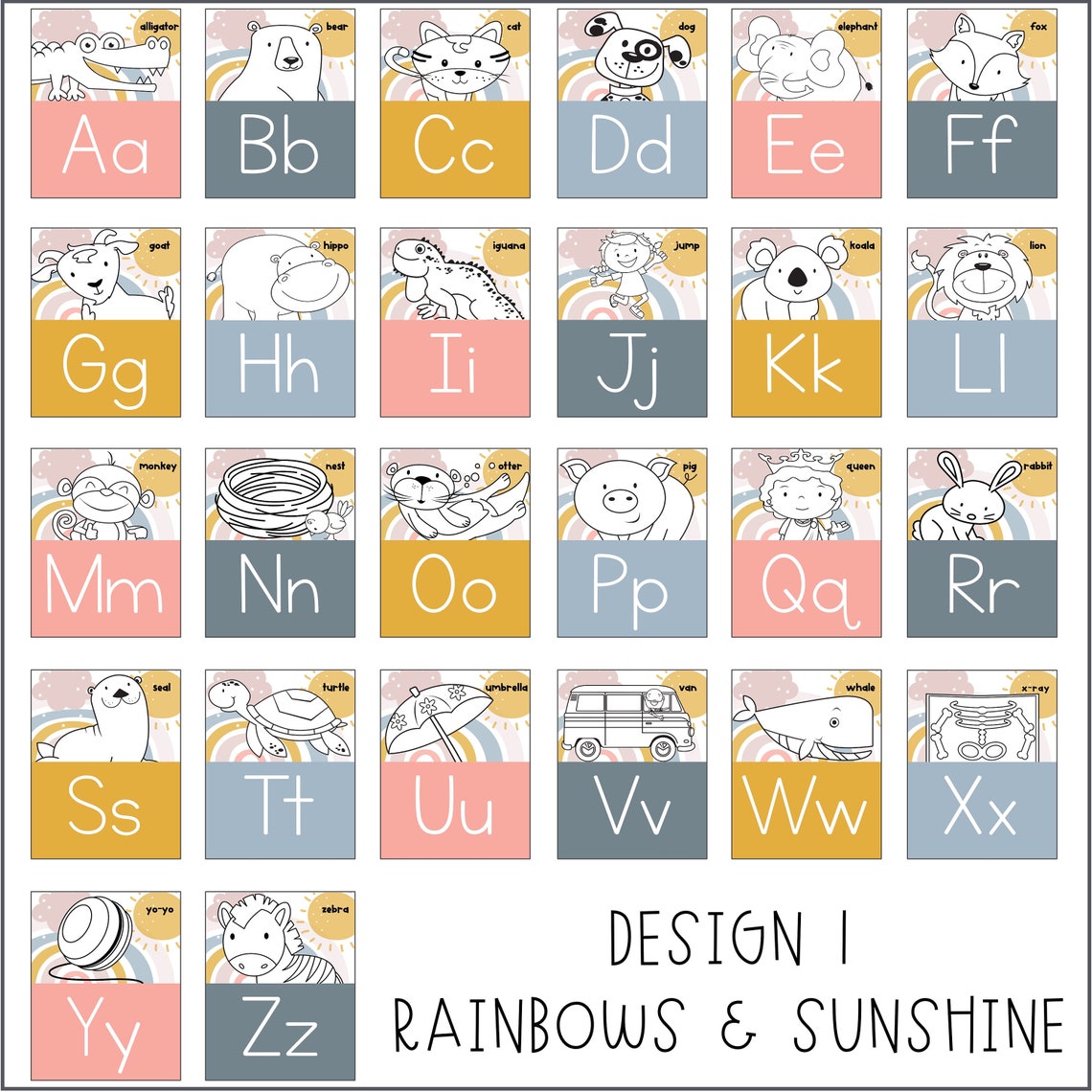 Alphabet Posters | Boho Rainbow Classroom Alphabet | Primary Alphabet ...
