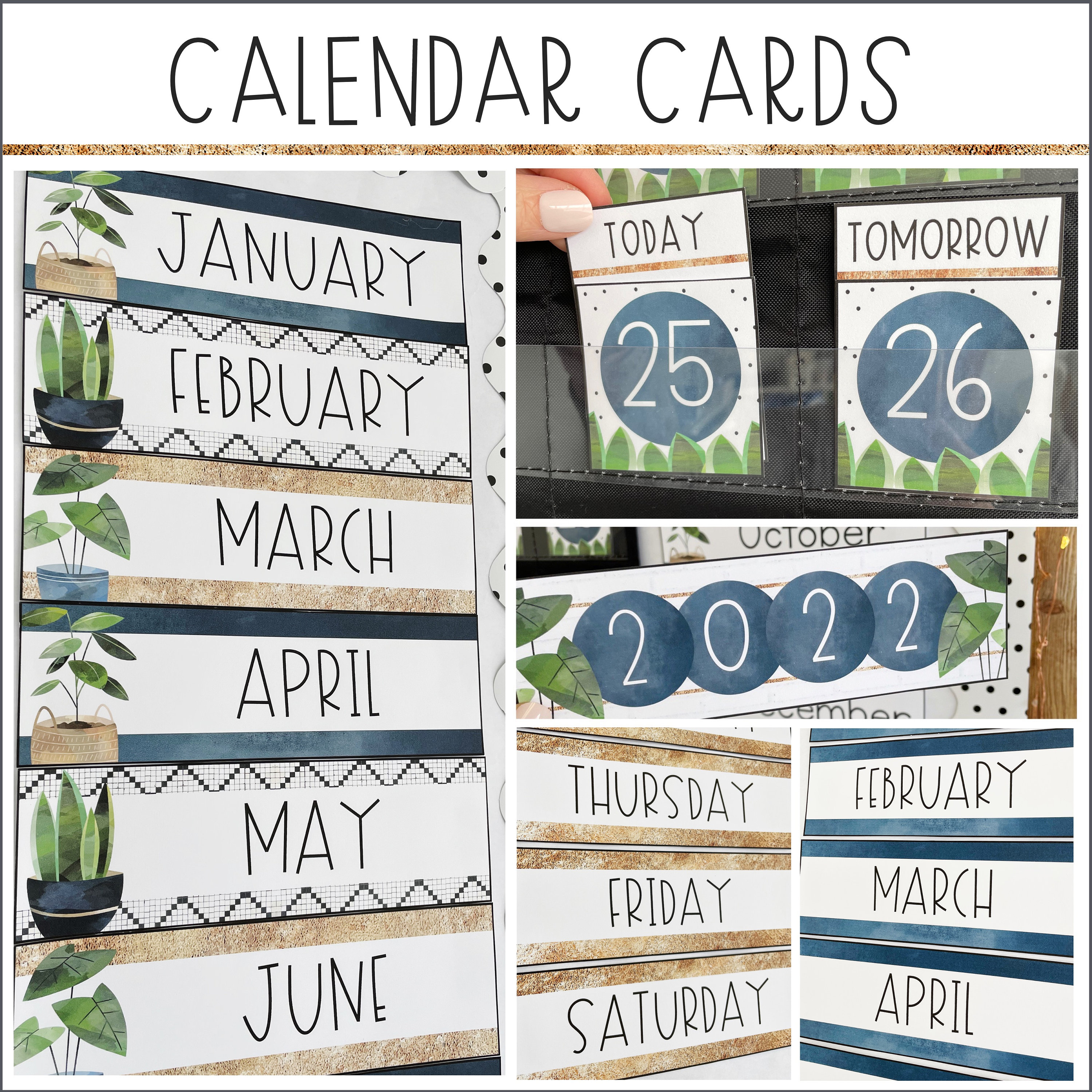 Boho Classroom Calendar | Boho Plants | Editable Classroom Decor - Etsy