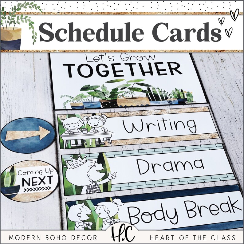Classroom Schedule Cards With Graphics Boho Visual Classroom - Etsy