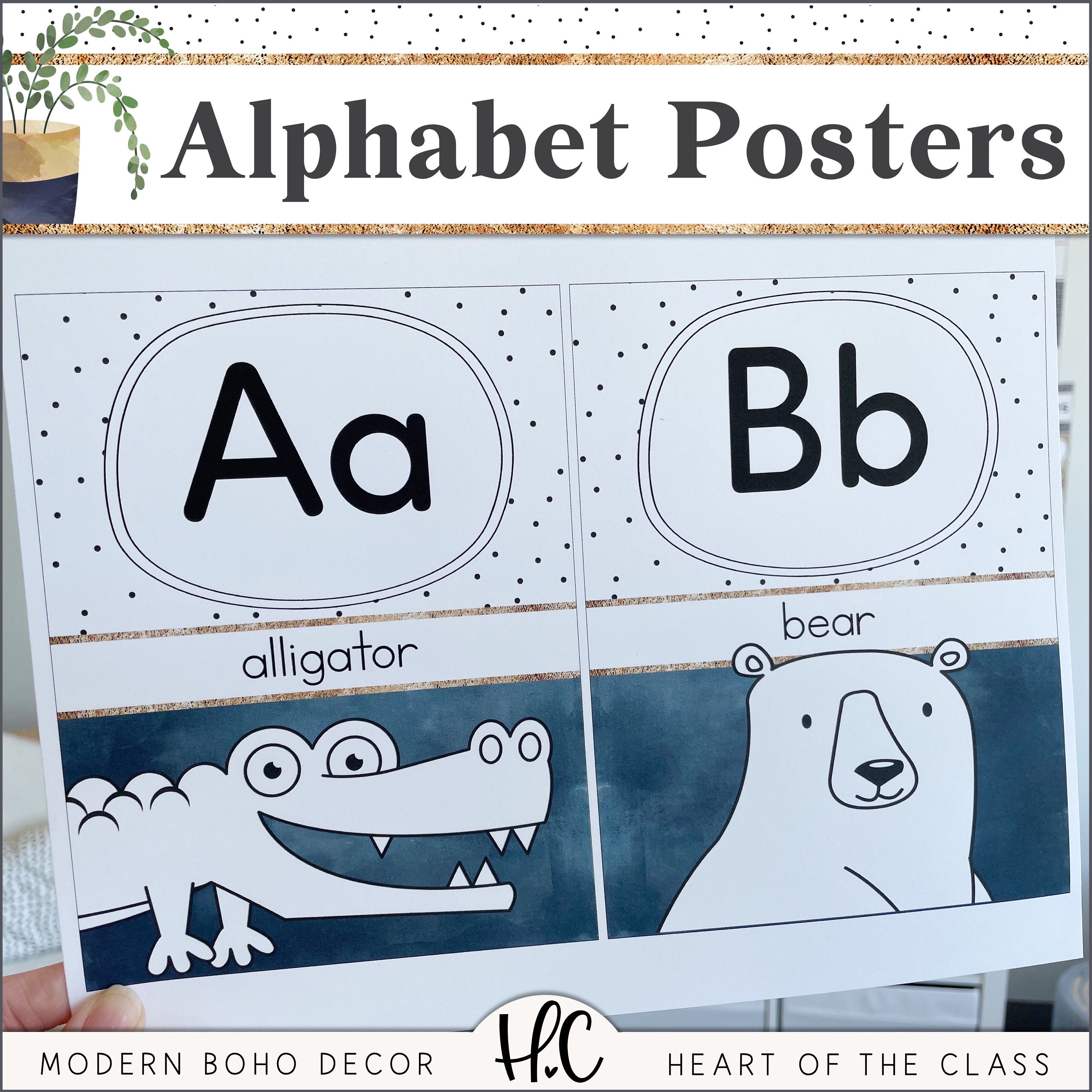 Modern Boho Classroom Alphabet Posters With Graphics | Printable ...