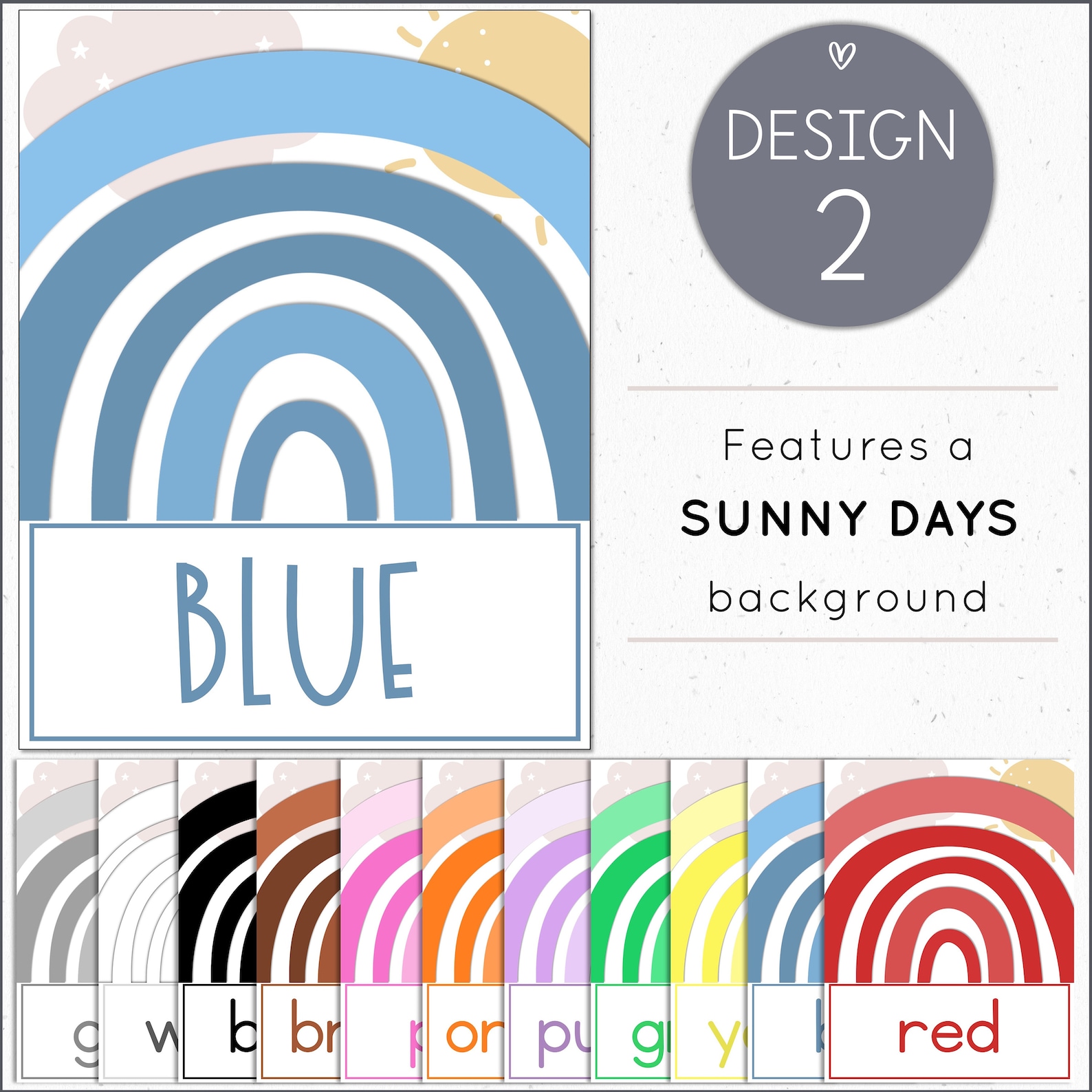 Color Posters for Boho Rainbow Classroom Decor Theme | Editable ...