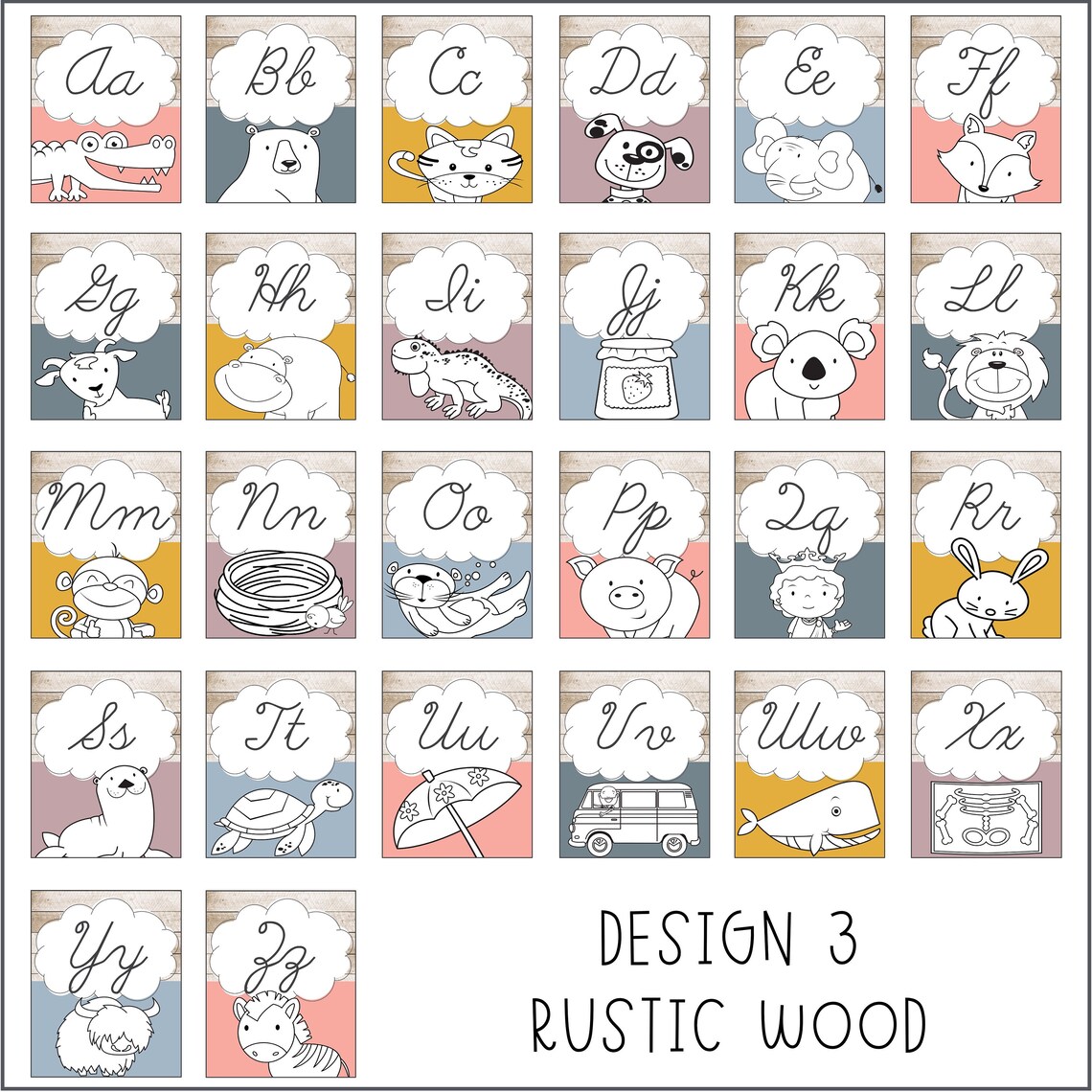 Cursive Alphabet Posters Boho Rainbow Classroom Cursive - Etsy