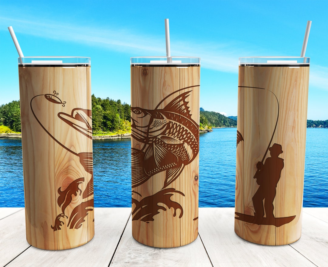 Fishing Tumbler Wrap PNG | Snook Fish | Wood Seamless 20 Oz Skinny ...