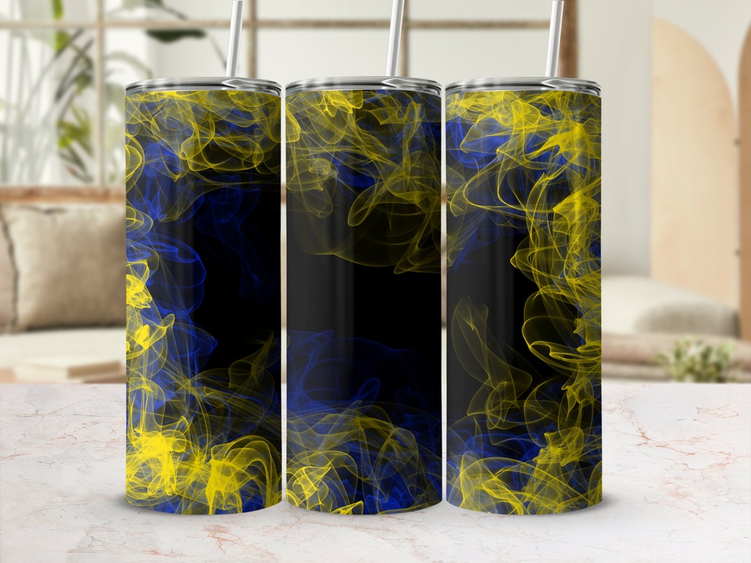 Yellow Blue Smoke Tumbler Png, 20 Oz Skinny Tumbler Wrap Sublimation ...