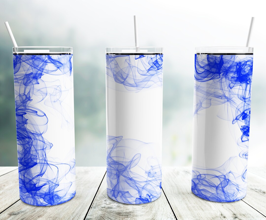 Blue Smoke Tumbler Png, Blue White 20 Oz Skinny Tumbler Wrap ...