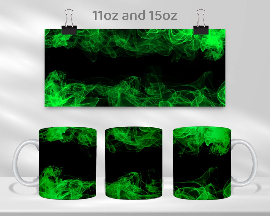 Green Smoke Mug Sublimation Template, 11oz & 15oz Mug Wrap Sublimation ...