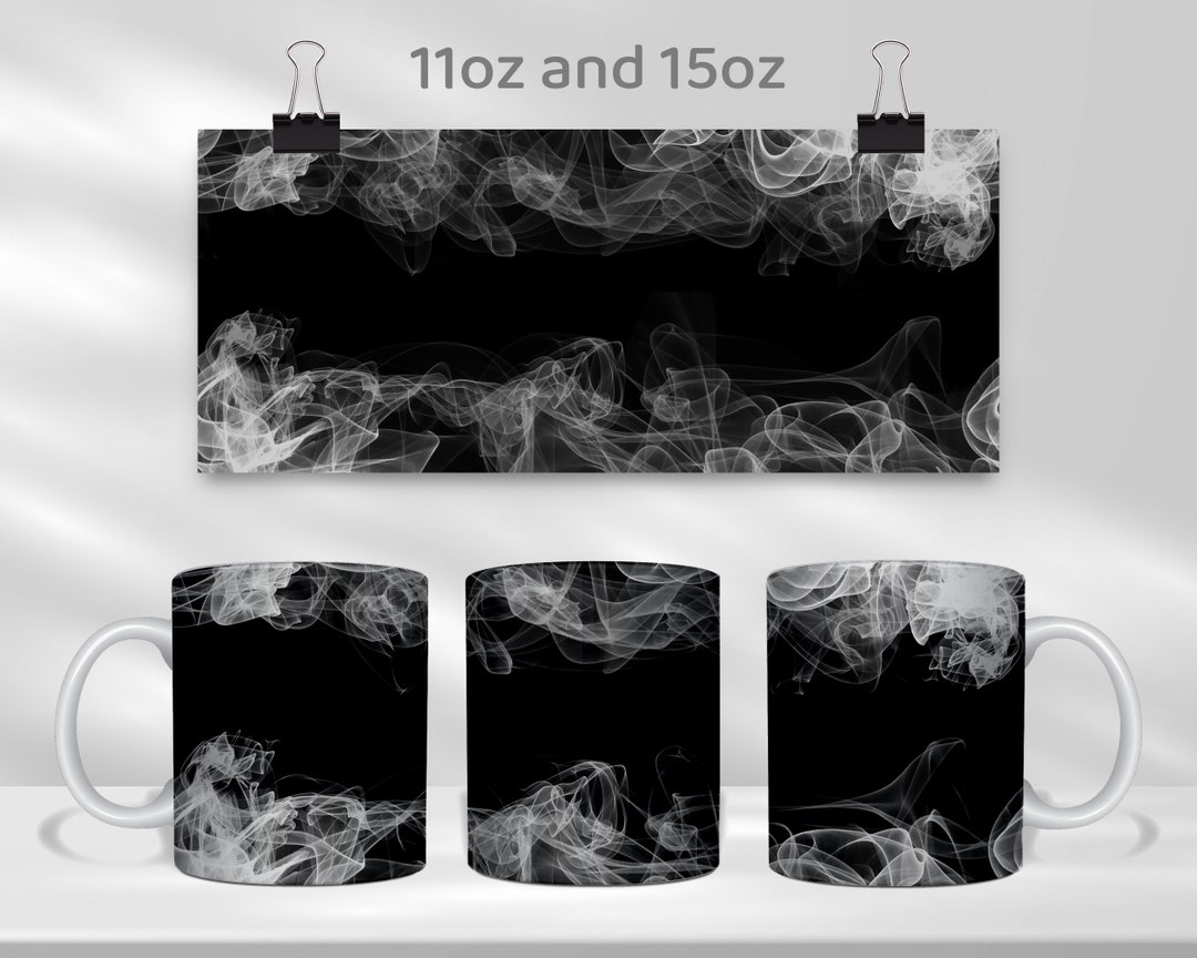 White Smoke Mug Sublimation Template, 11oz & 15oz Mug Wrap Sublimation ...