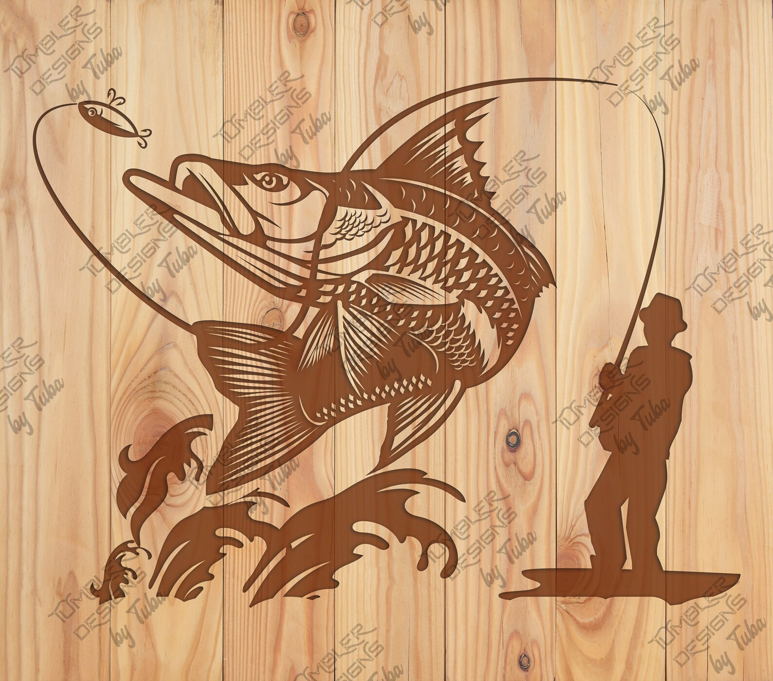 Fishing Tumbler Wrap PNG | Snook Fish | Wood Seamless 20 Oz Skinny ...