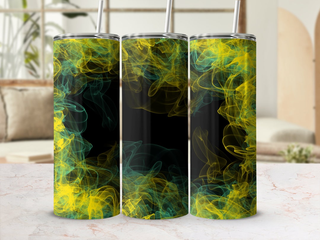 Yellow Mint Smoke Tumbler Png, 20 Oz Skinny Tumbler Wrap Sublimation ...