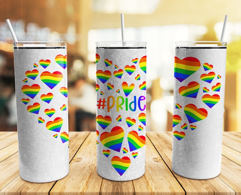 Pride Lgbt Tumbler Wrap Png Hearts 20 Oz Skinny Tumbler Gay Etsy
