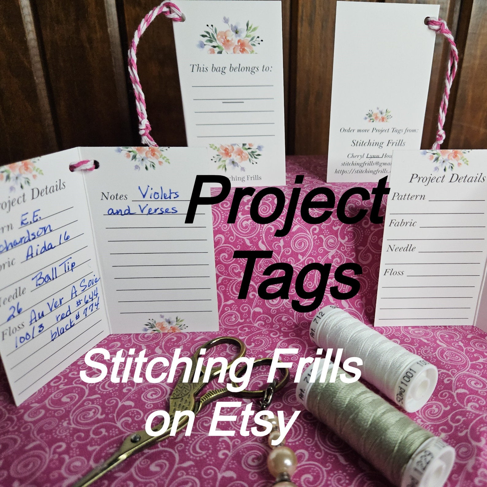 Cross Stitch Project Tags, Project Bag ID, Pattern Name, Stitching ...