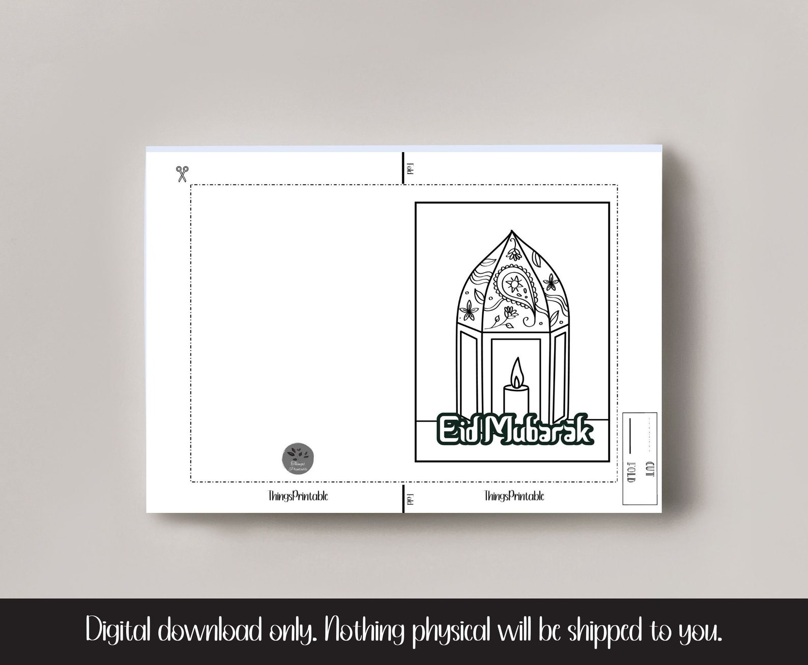PRINTABLE Eid Coloring Card, Lantern Eid Card, Eid Card for Kids, Eid ...