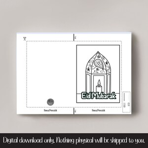 PRINTABLE Eid Coloring Card, Lantern Eid Card, Eid Card for Kids, Eid ...