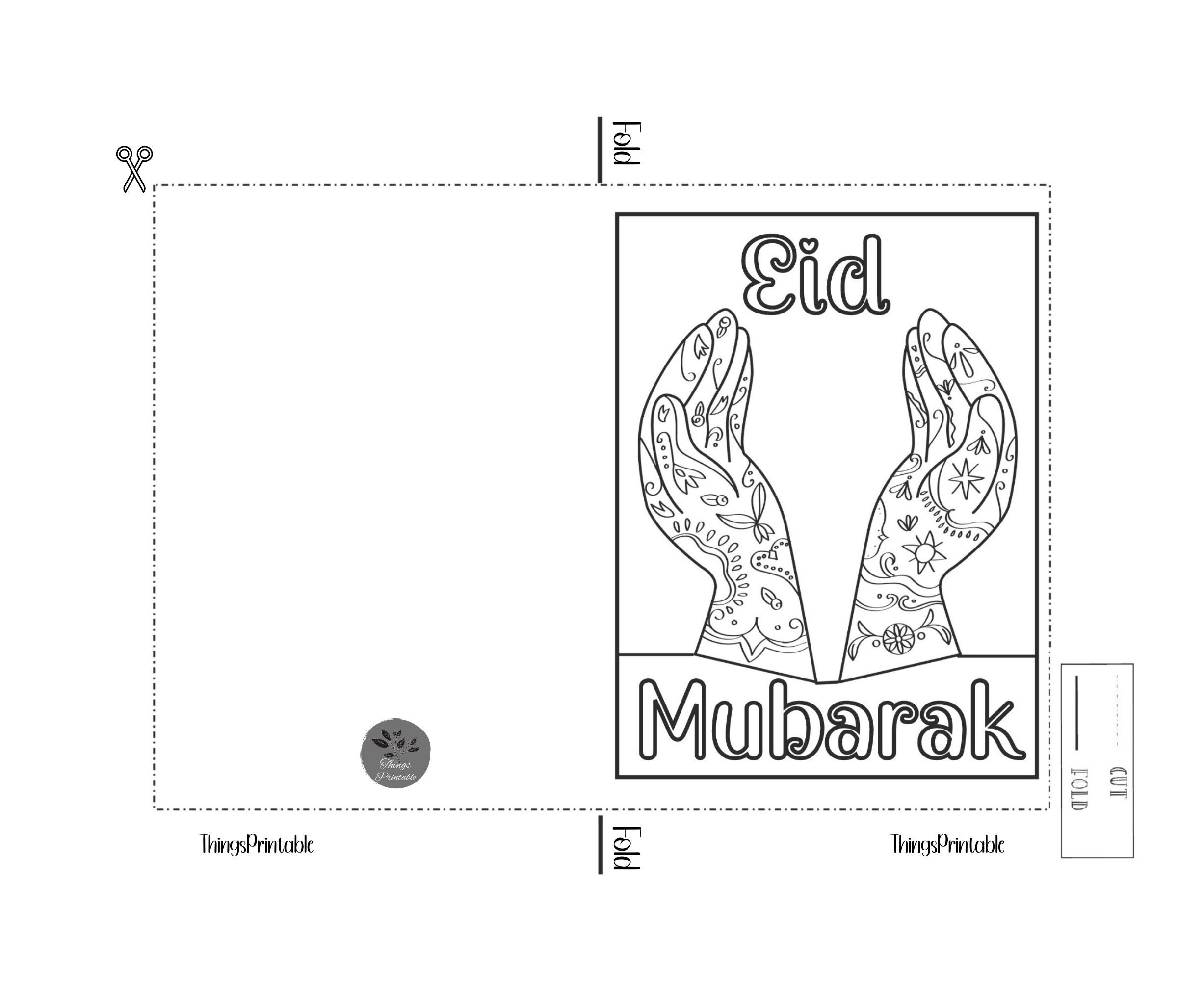 PRINTABLE Eid Coloring Card Dua Eid Card Eid Card for Kids - Etsy