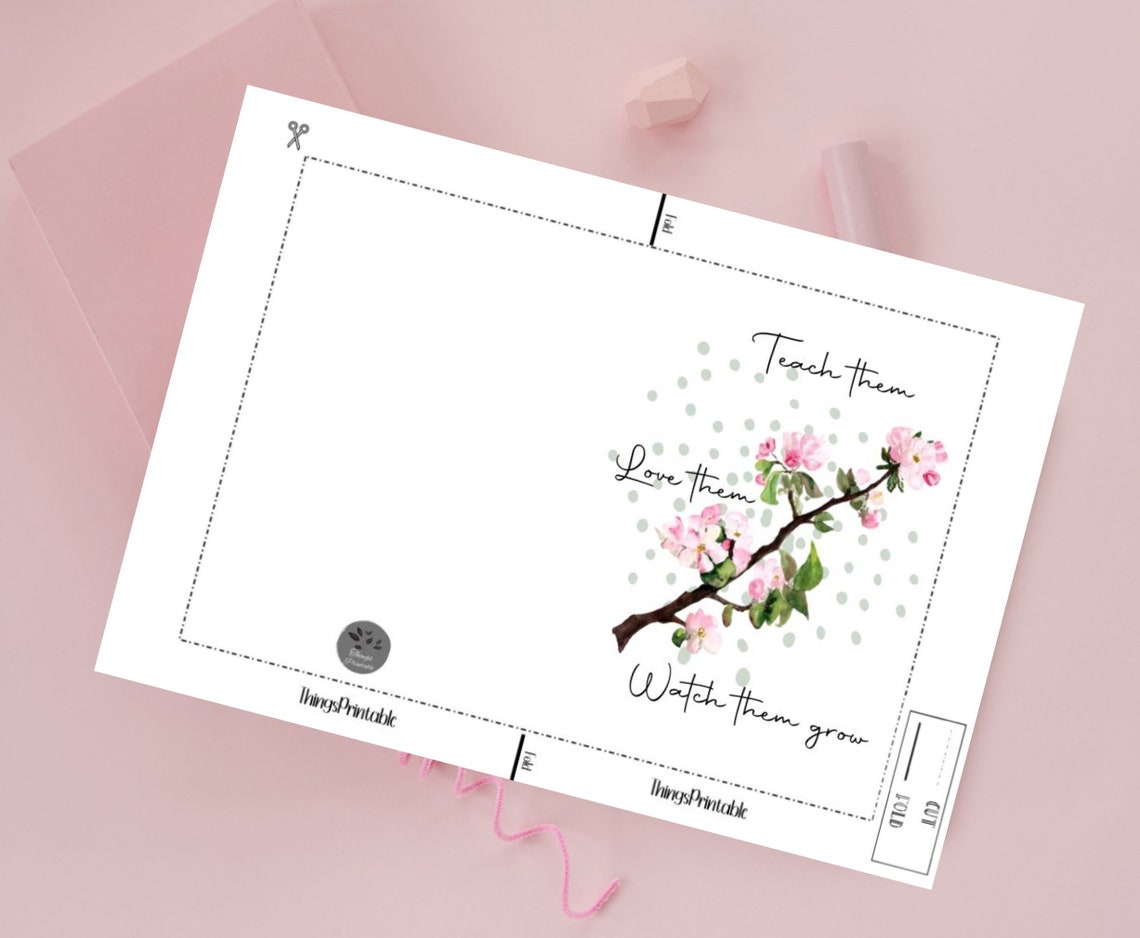 Teacher Retirement Card, Mentor Gift, Art Printable, Floral, Elegant ...