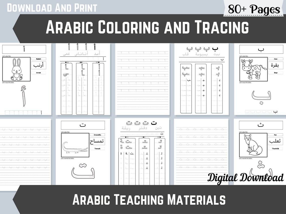Arabic Beginner Tracing Sheets/learning Resources/educational Coloring ...