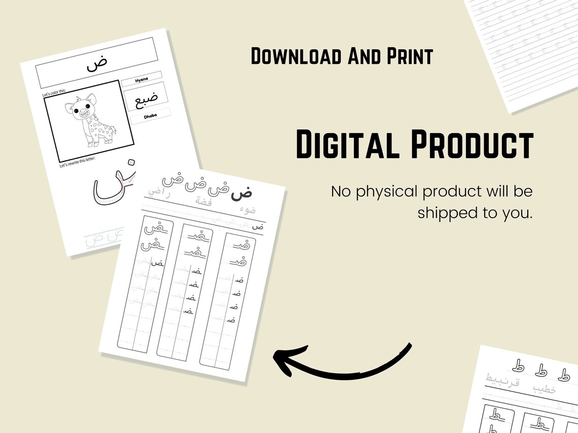 Arabic Beginner Tracing Sheets/learning Resources/educational Coloring ...