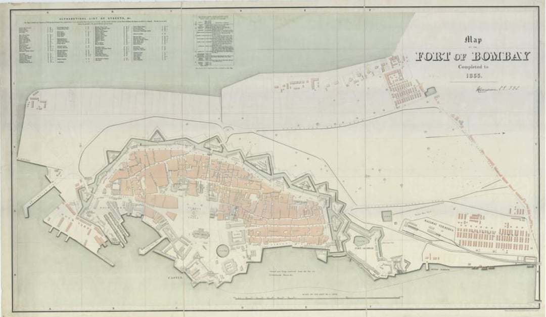 Map of the Fort of Bombay 1855 Digital (mumbai, India) - Etsy