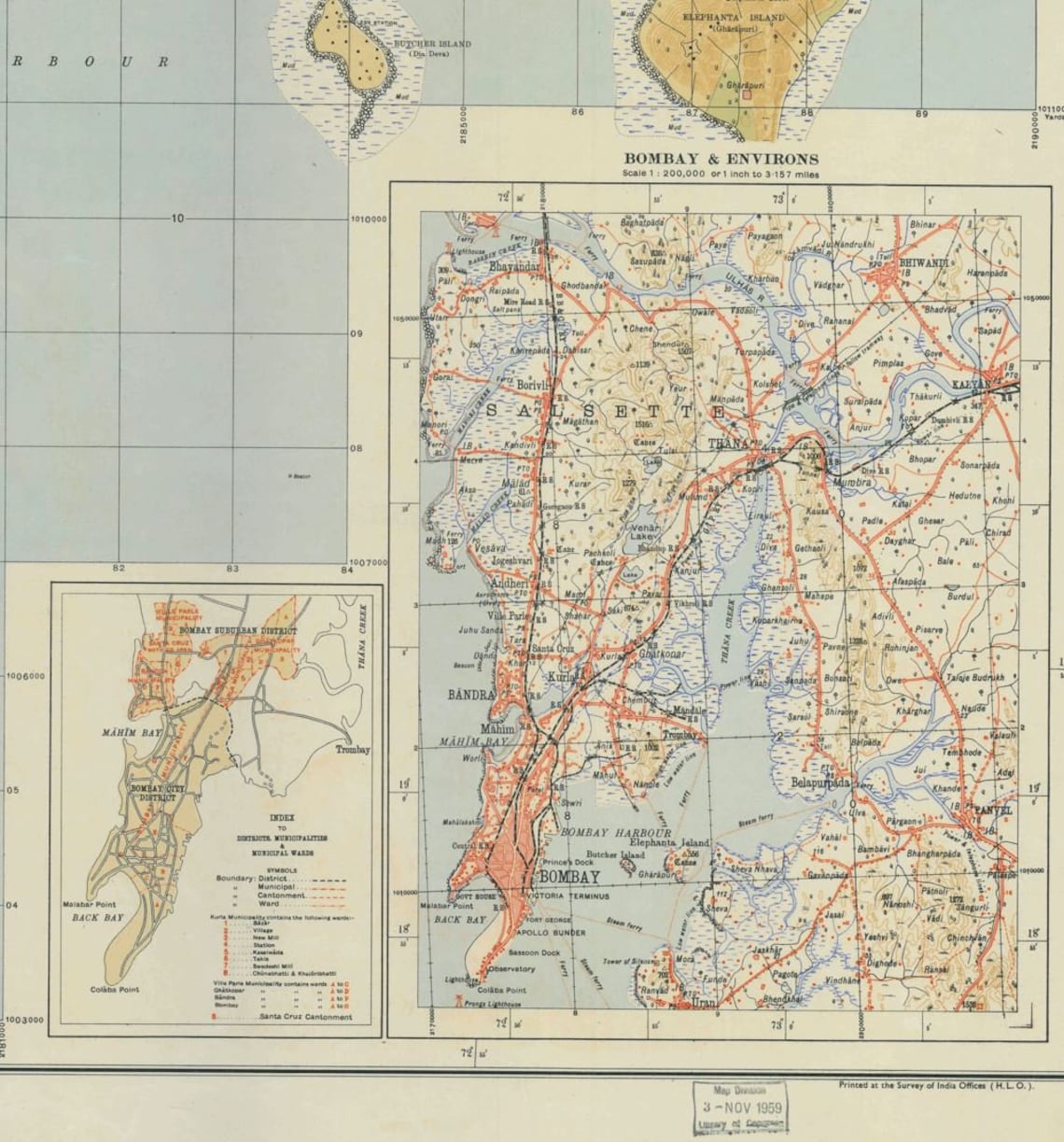 Bombay Guide Map 1942 Digital (mumbai, India) - Etsy