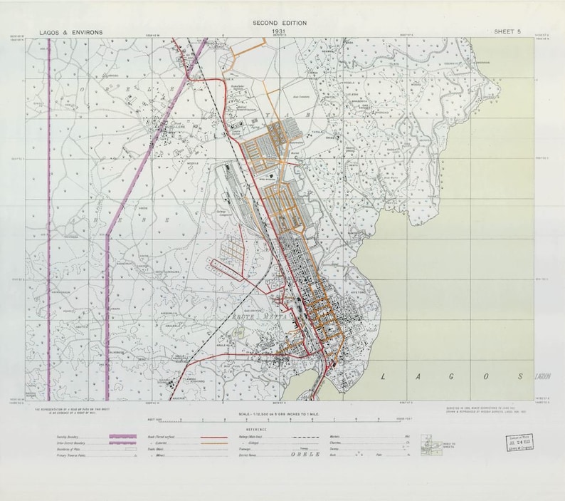 Set of Five Topographic Historic Maps of Lagos and Environs 1931 ...