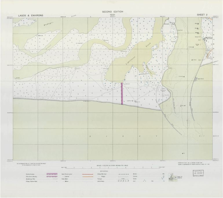 Set of Five Topographic Historic Maps of Lagos and Environs 1931 ...