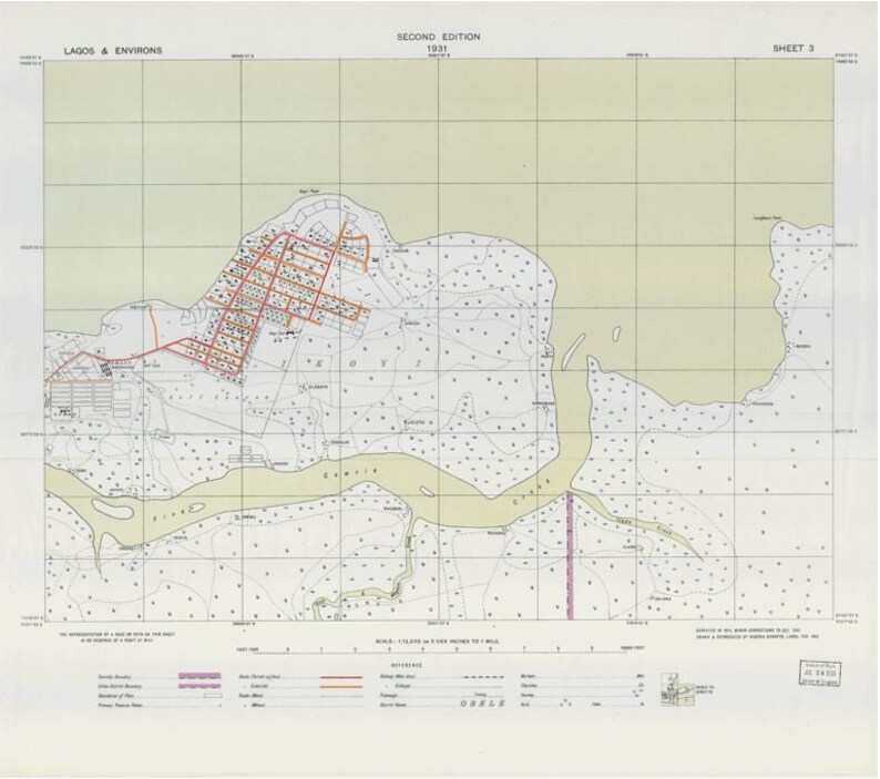 Set of Five Topographic Historic Maps of Lagos and Environs 1931 ...