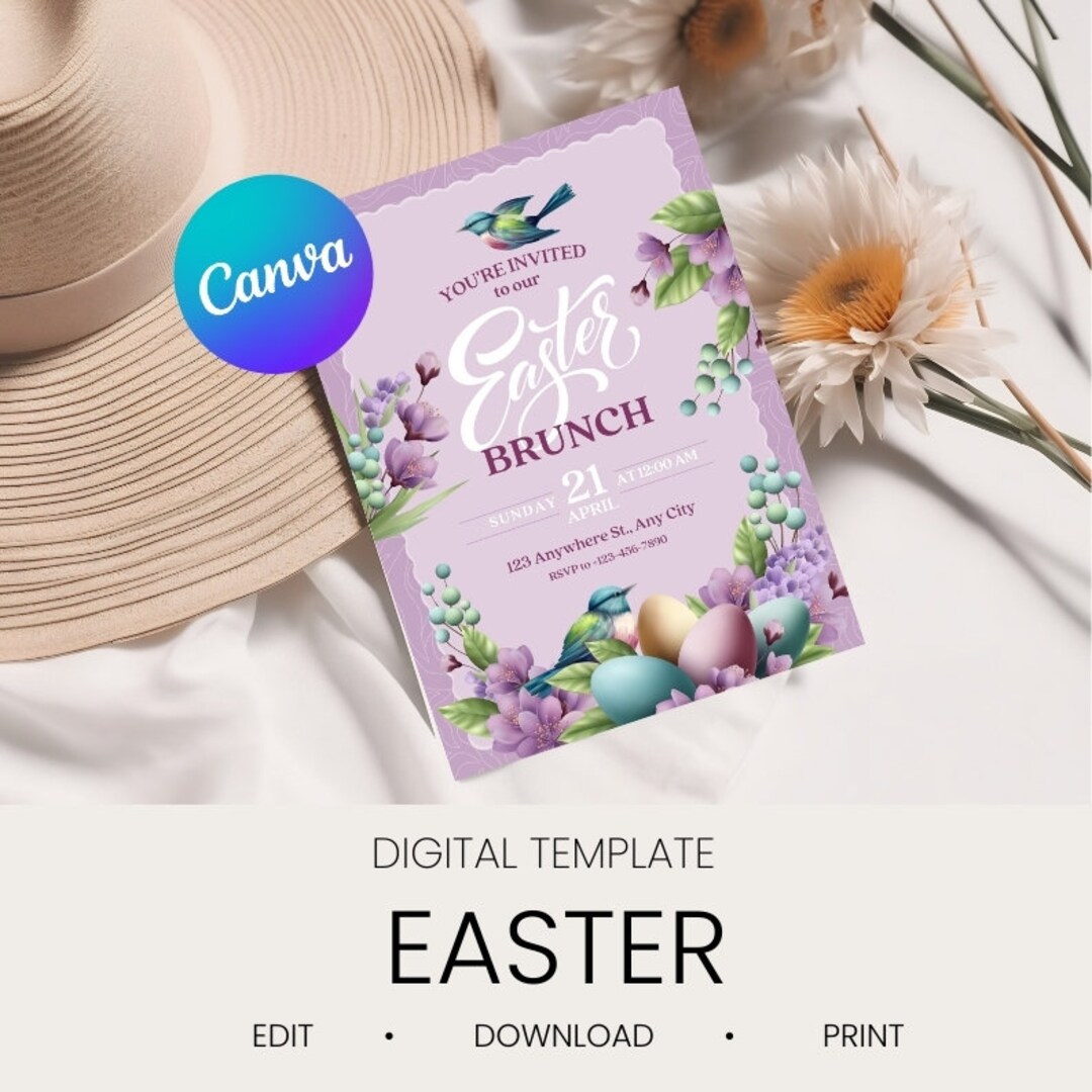 Easter Invitation Template / Instant Download / Editable Card / Egg ...