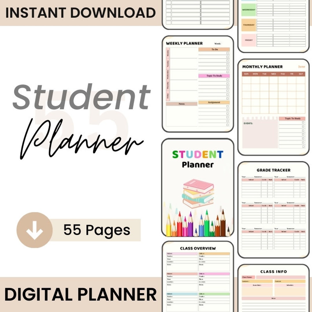 Student Planner / Study Planner / Digital Planner / Academic Planner ...