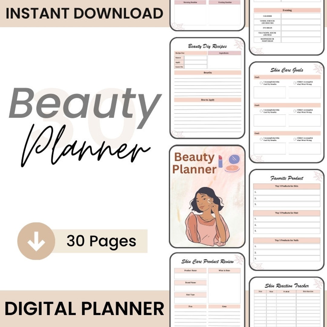 Beauty Planner / Digital Planner / Skincare Planner / Daily Beauty ...