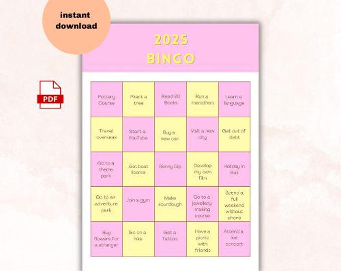 2025 Bingo Card - Etsy Canada
