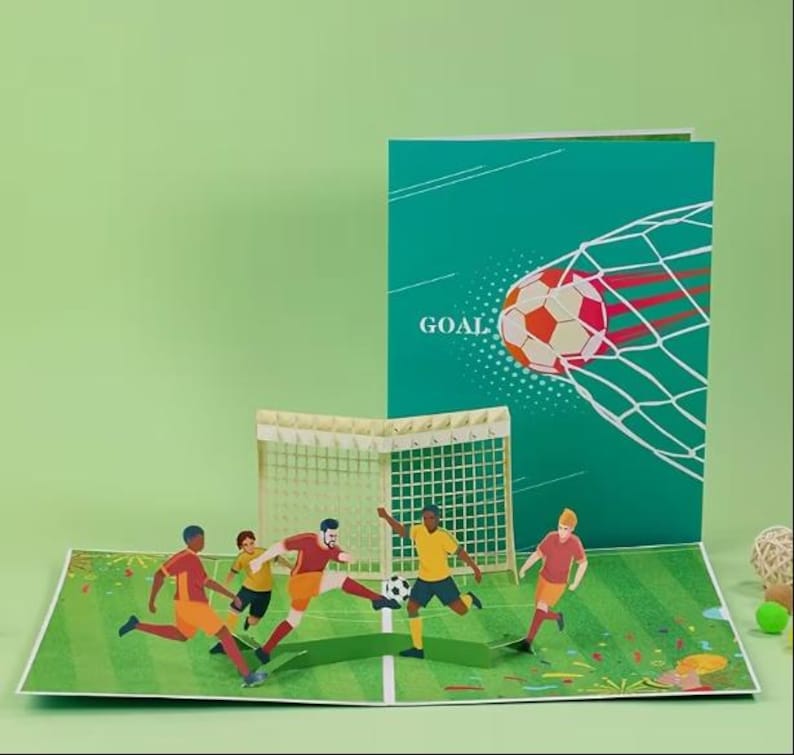 3D Football Birthday Card, Paper Carving Greeting, Personalized Message ...