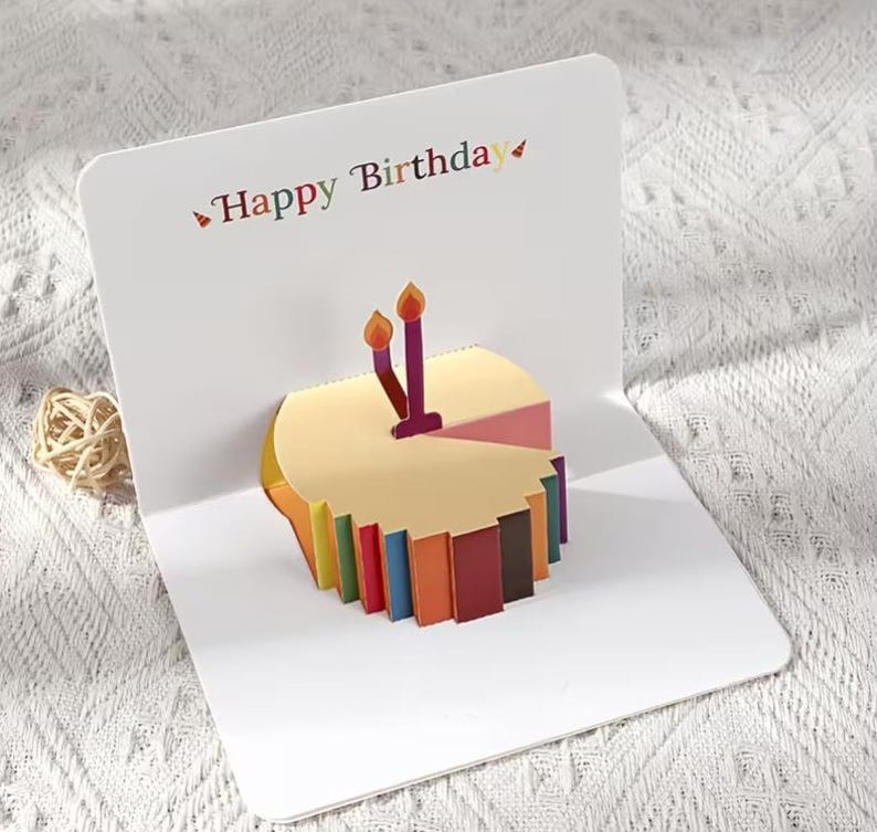 3D Birthday Card – Cake With Candles Pop-up Greeting - Etsy