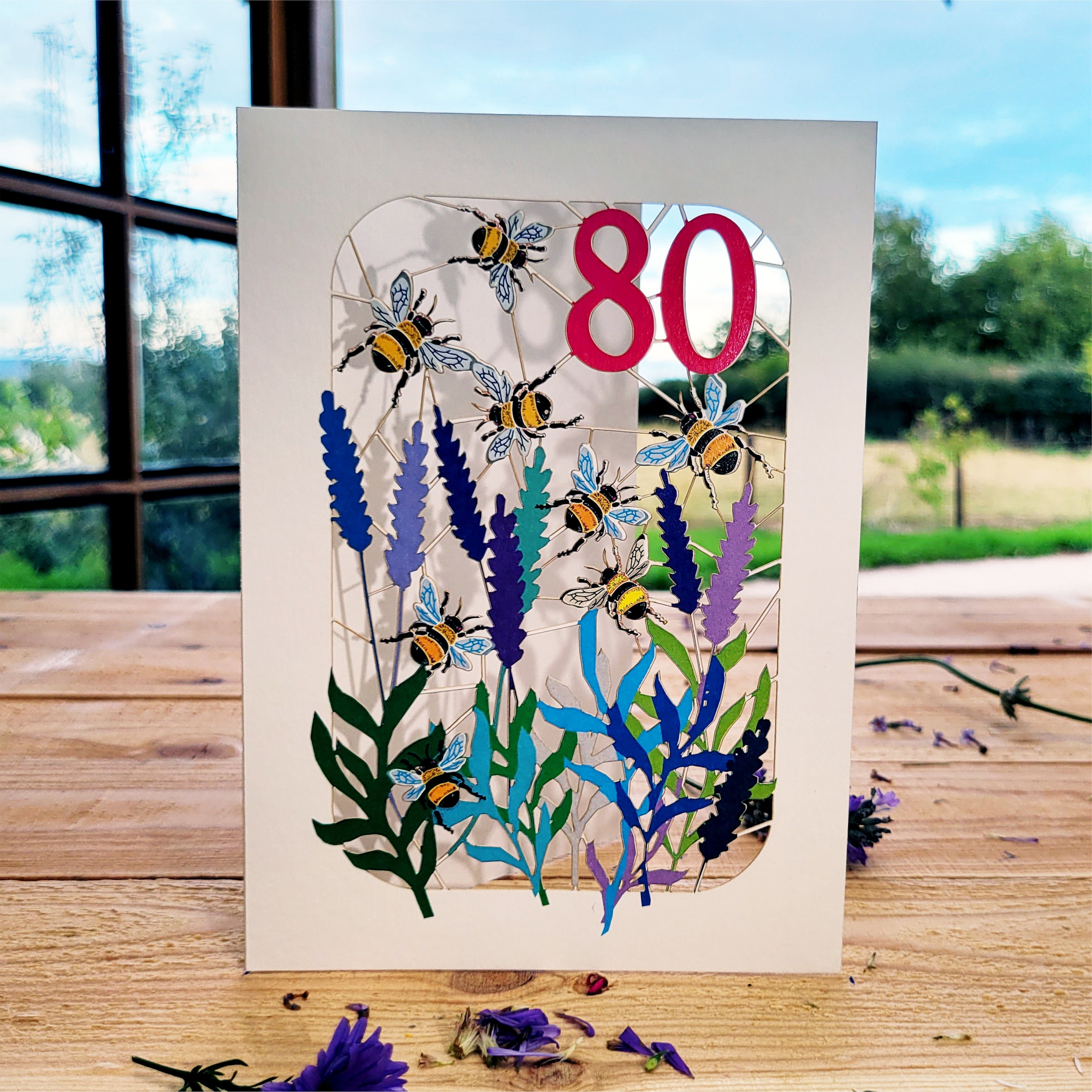 80th Birthday Card Pink Age 80th Card Bee Birthday Card - Etsy UK