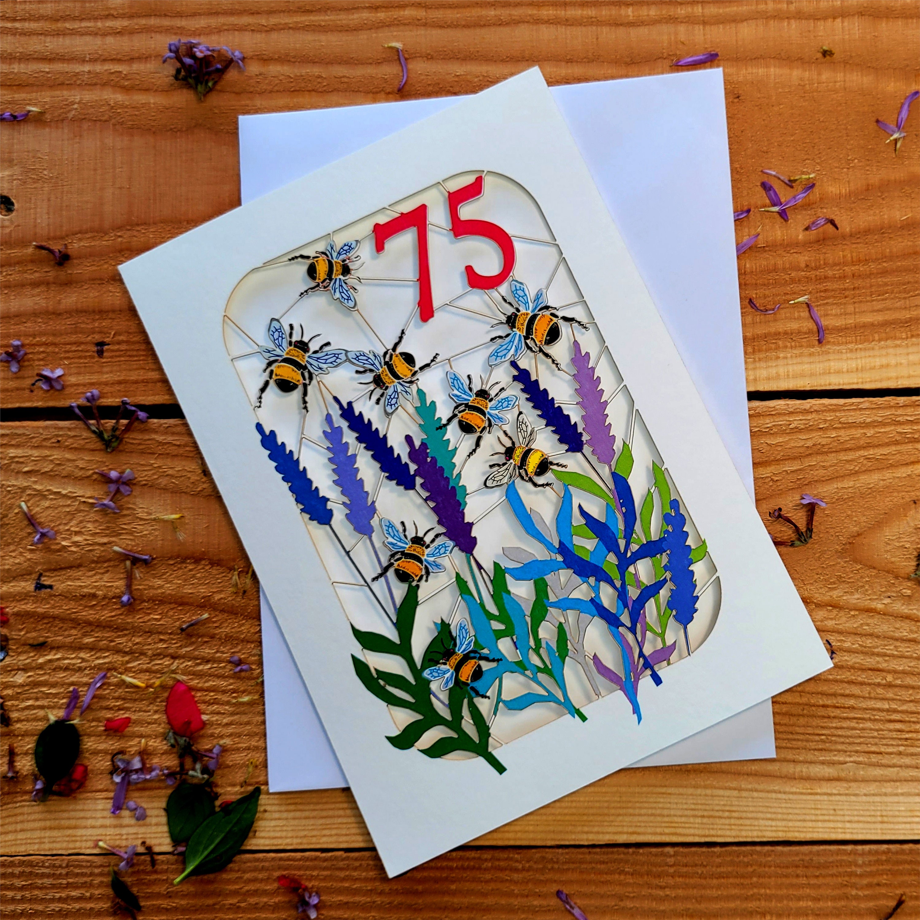 75th Birthday Card Pink Age 75th Card Bee Birthday Card - Etsy UK
