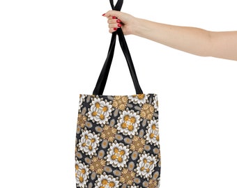 Tote Bag Pink Floral Embroidered Tote Bag Flower Pattern Tote Bag ...