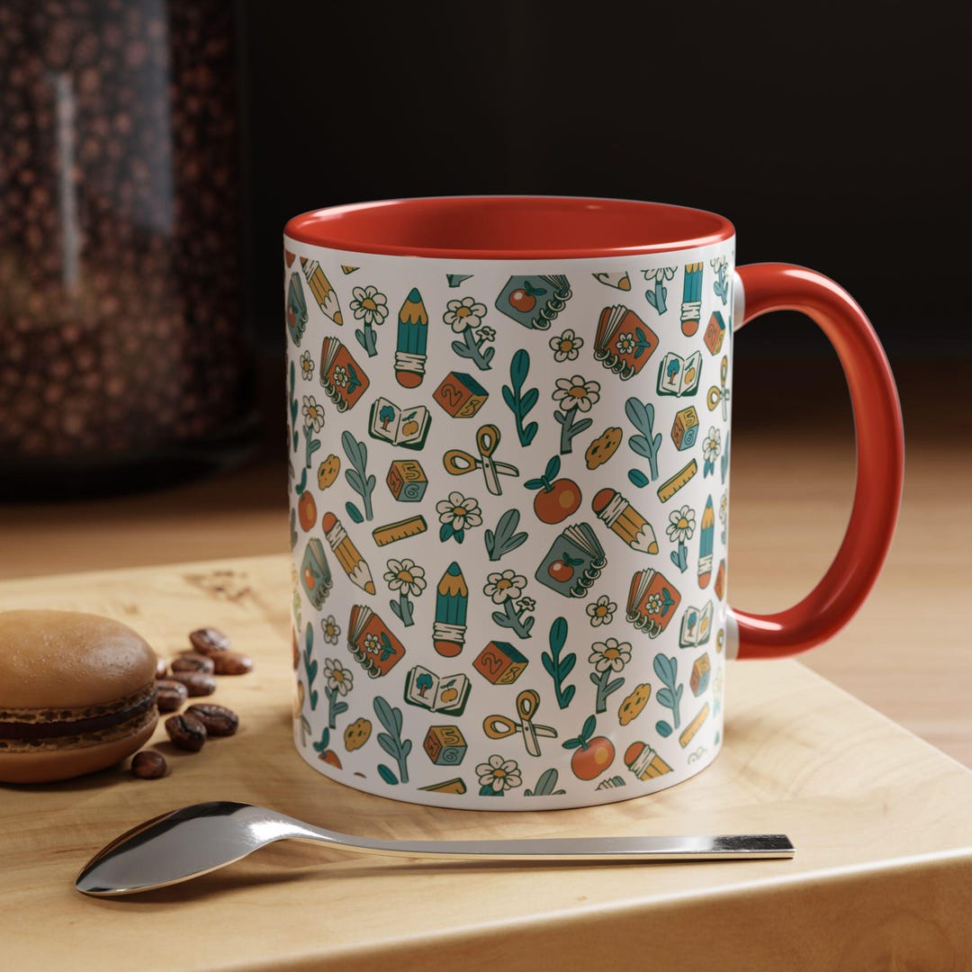 Teacher Coffee Mug | Back to School Patterned Ceramic Mug - Etsy