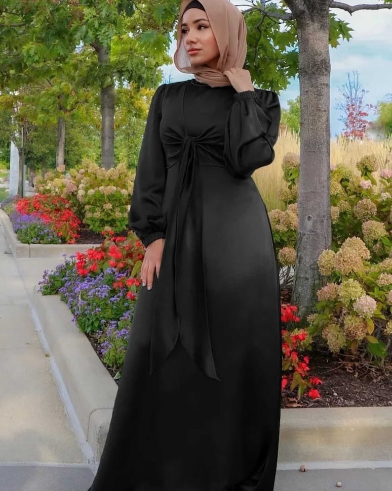 Satin Eid Dress Long Frock Maxi Modest Dress for Women Hijab Fashion ...