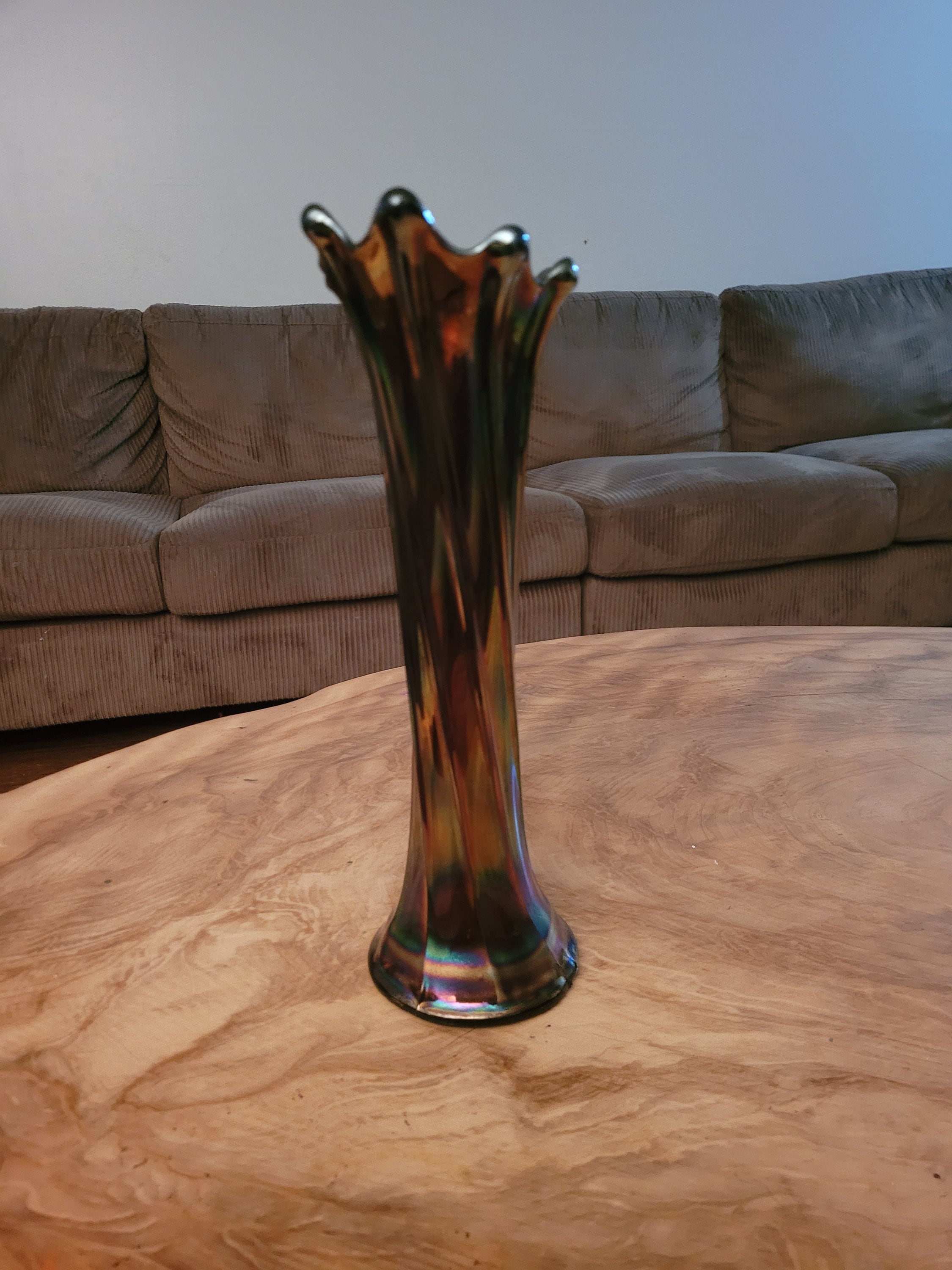 Dugan Carnival Glass - Amethyst Wide Rib Vase - Etsy