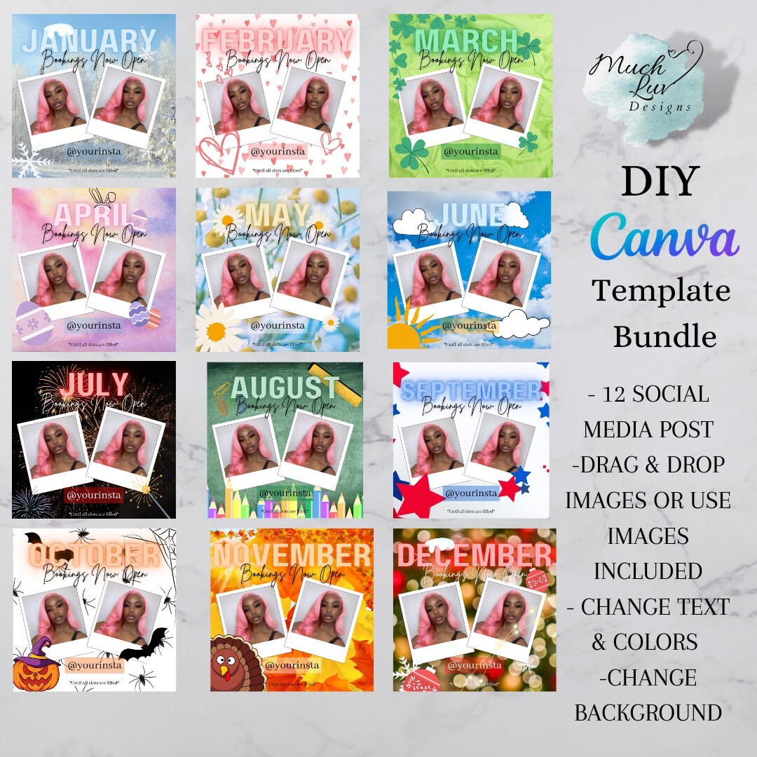 12 DIY Monthly Book Now Social Media Flyers, DIY Canva Flyer, Book Now ...