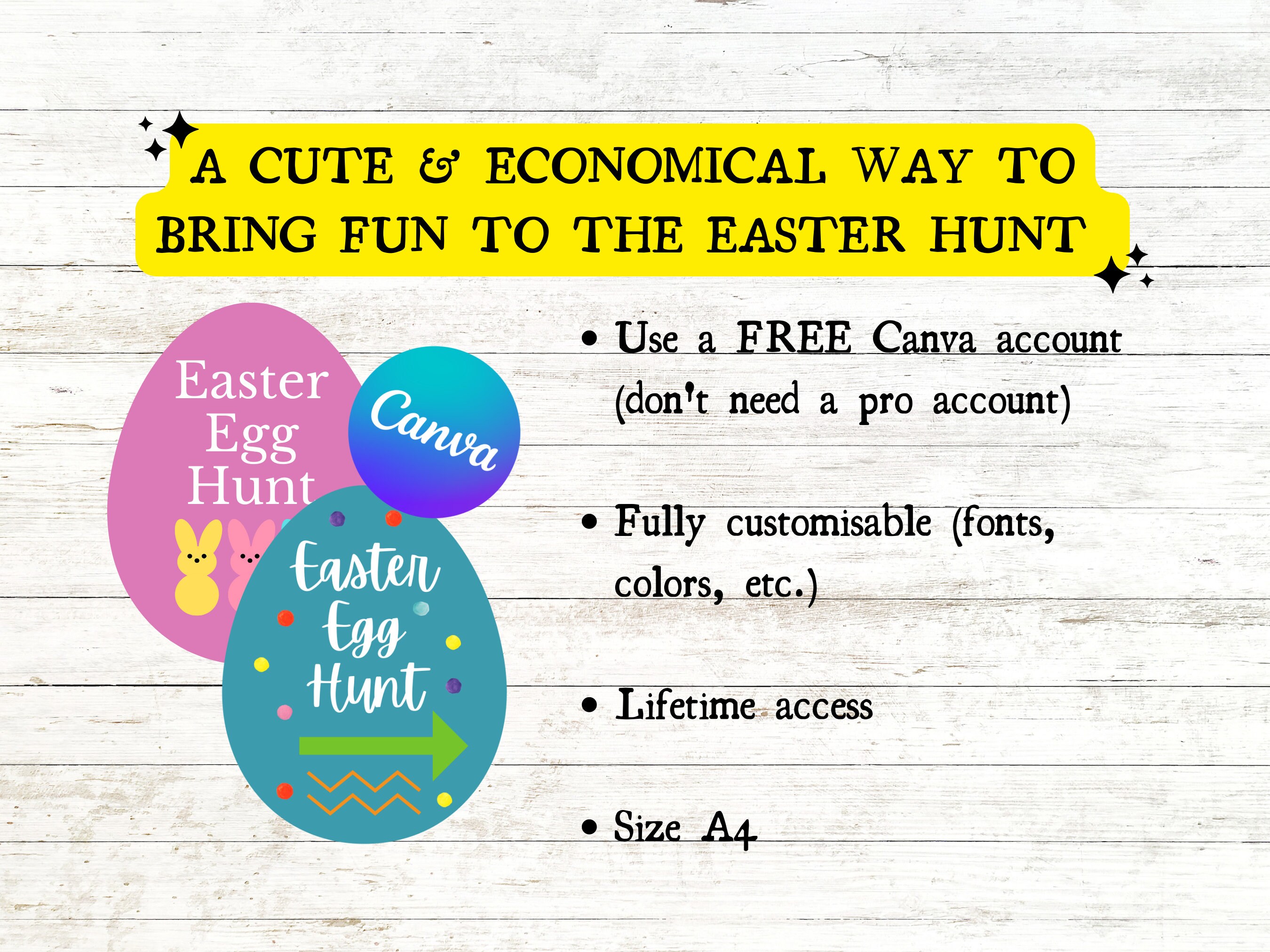 Canva Template Easter Hunt Signs, Digital Download, Colorful, Cute ...