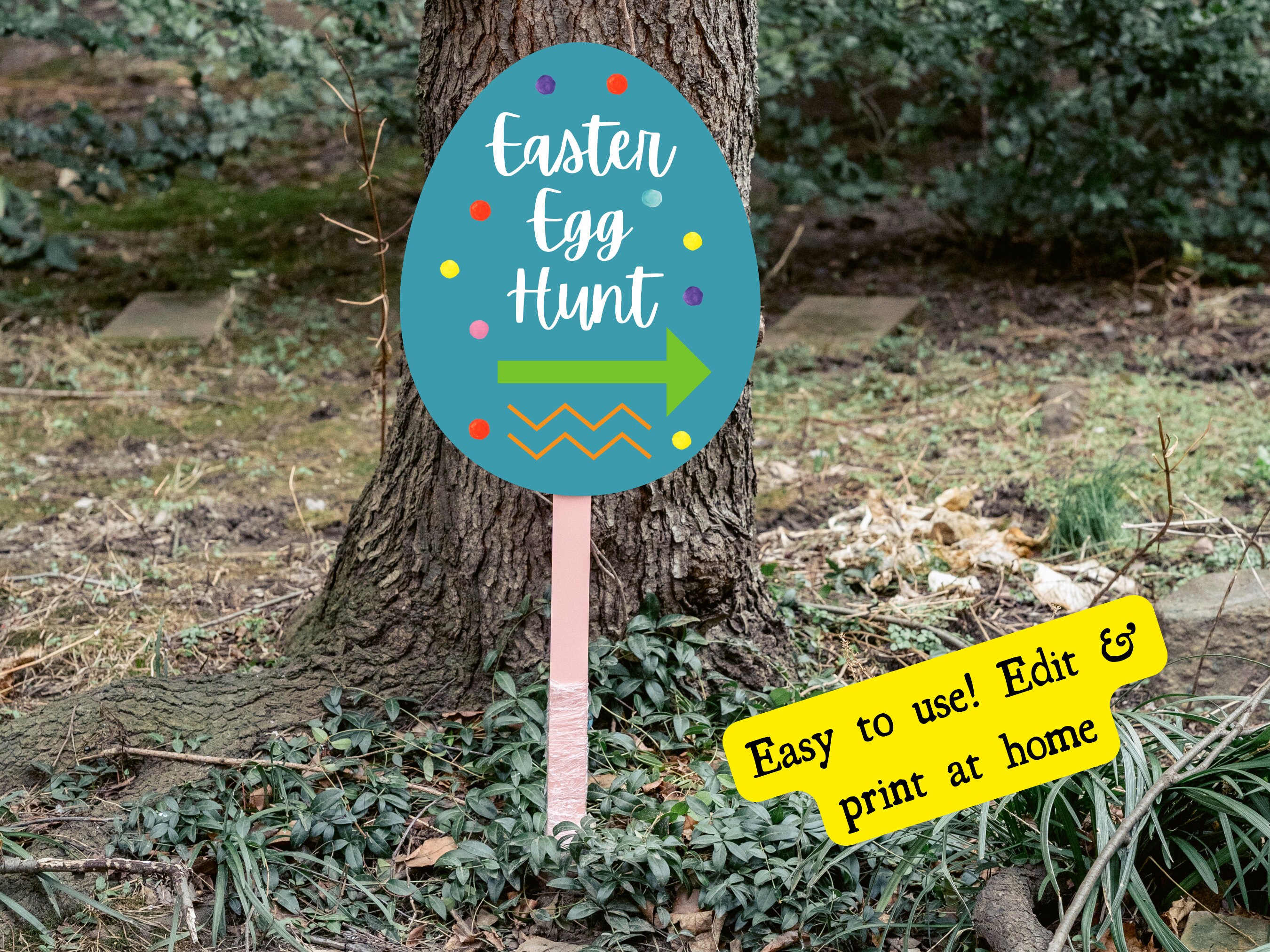 Canva Template Easter Hunt Signs, Digital Download, Colorful, Cute ...