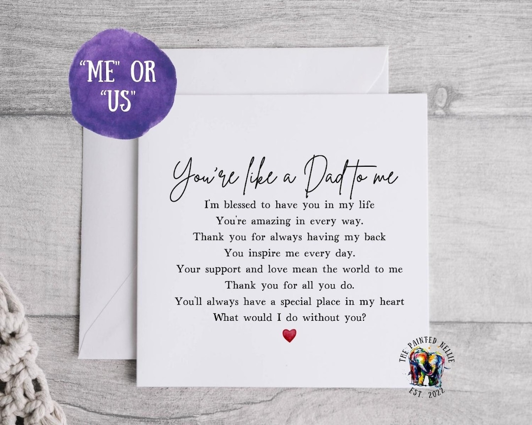 Like a Dad to Me or Us, Poem Card for Step Dad, Adopted Dad, Friend ...