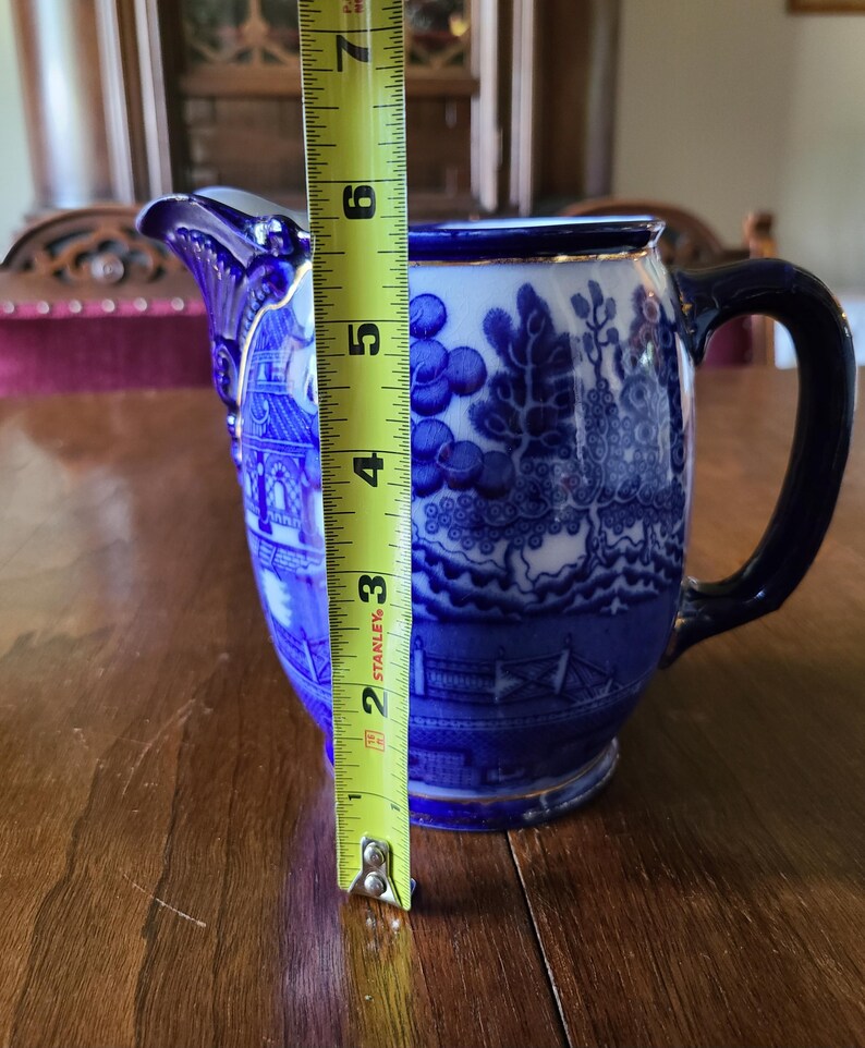 Royal Doulton Burslem Flow Blue Willow Pitcher - Staffordshire England ...
