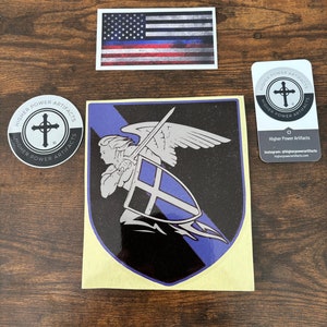 St. Michael Blue Line Shield Auto Decal - Large 6x5” - Etsy