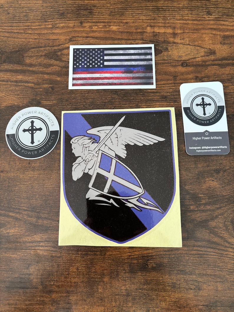 St. Michael Blue Line Shield Auto Decal - Large 6x5” - Etsy