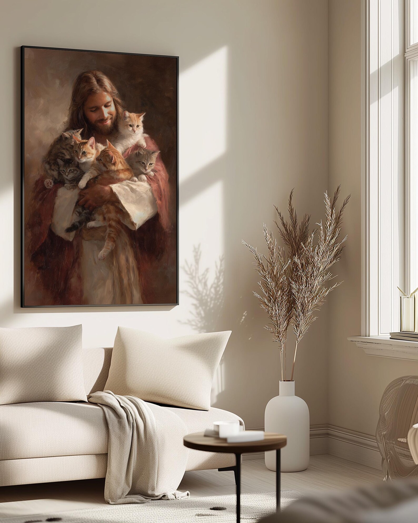 Lord Jesus With Cats Art Print: Christ Art, Spiritual Art (digital ...