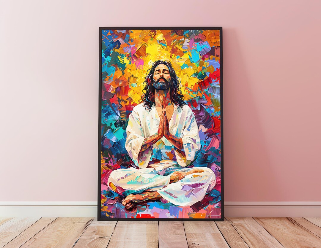 Jesus Meditating Print, Jesus Psychedelic Meditation Art, Spirituality ...