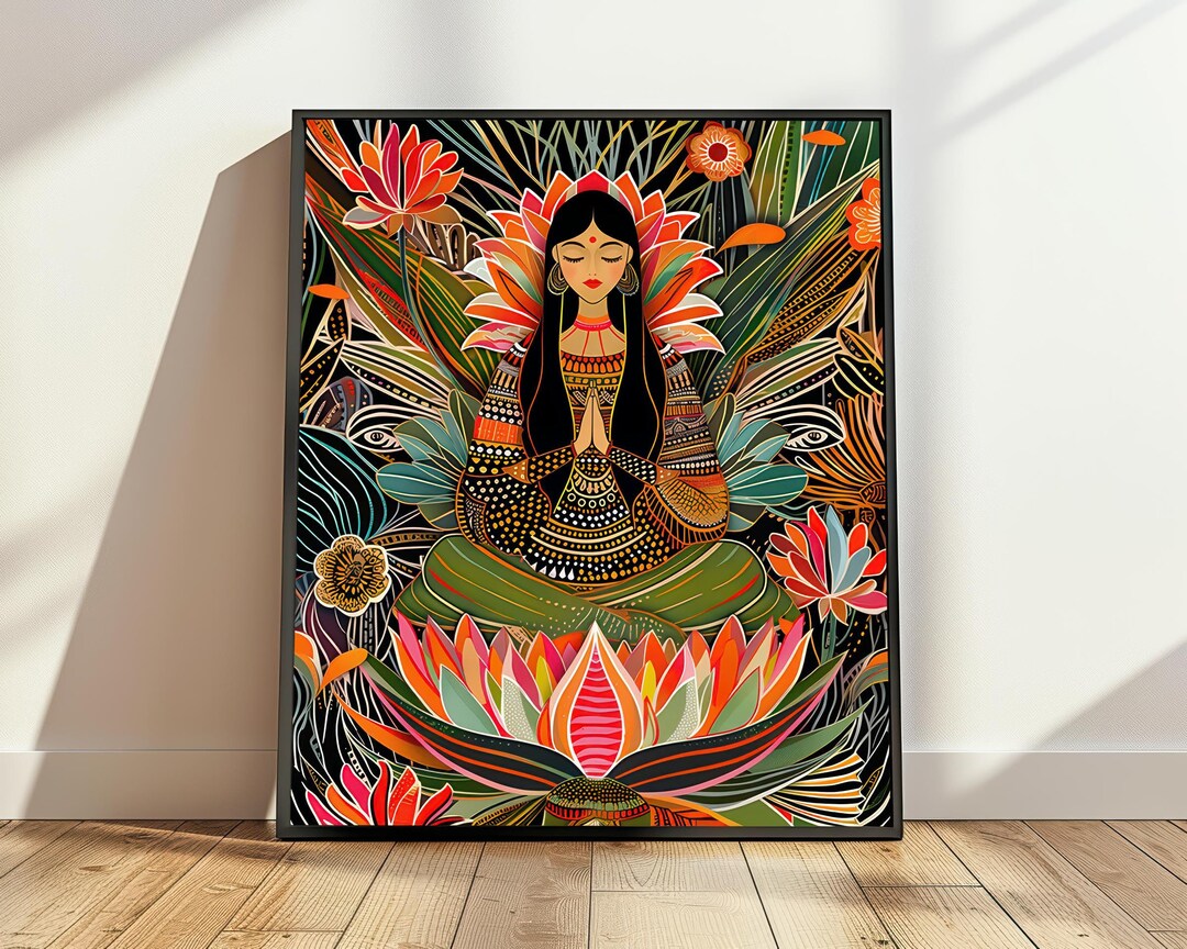 Goddess Lakshmi Psychedelic Floral Art, Hindu Goddess Art, Hindu Deity ...