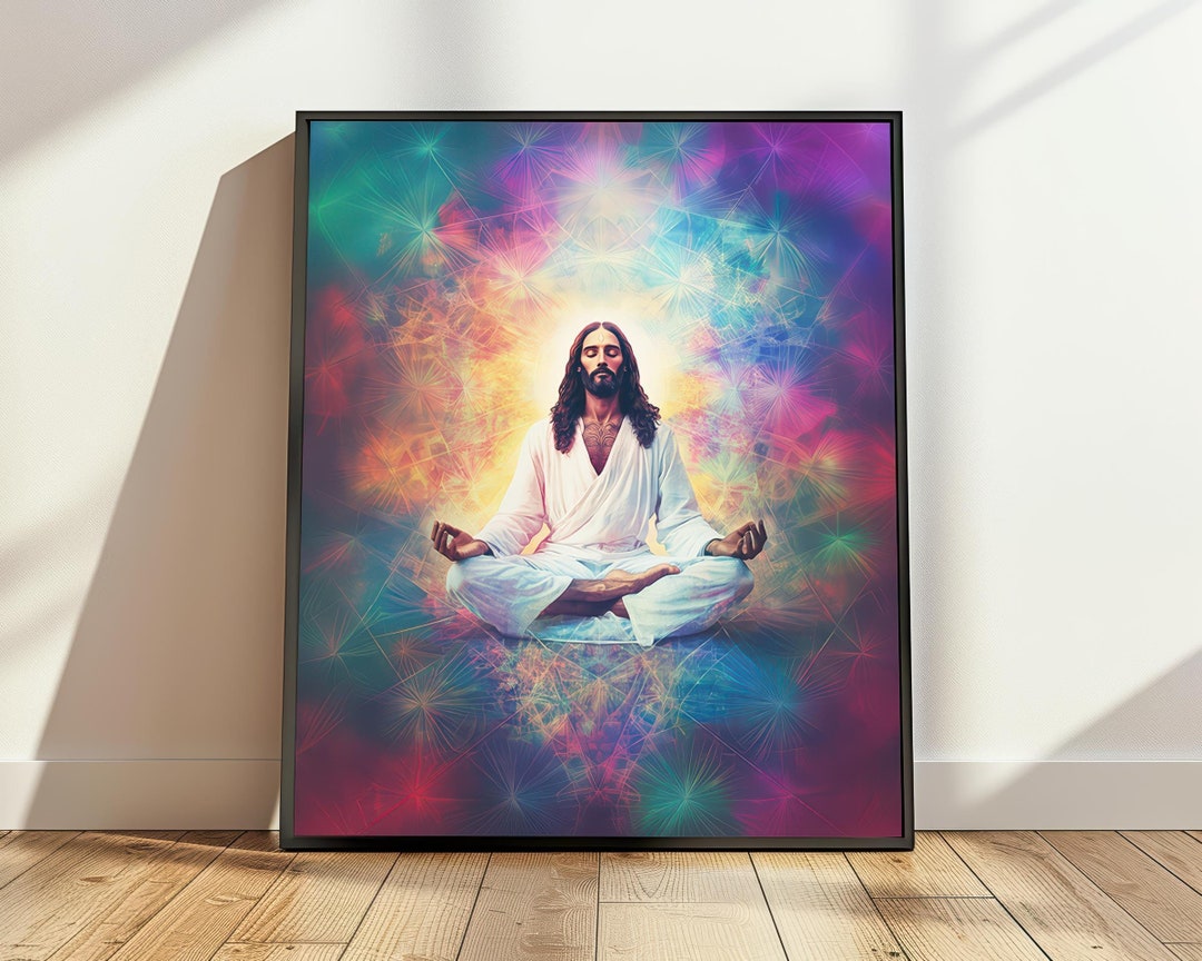 Meditating Jesus Art Print: Psychedelic Christian Gift (digital ...
