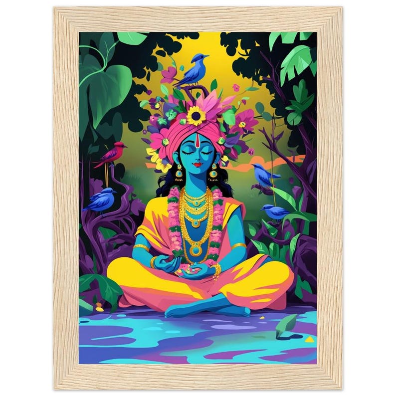 Lord Krishna Psychedelic Art Print, Spiritual Gift, Krishna Trippy Art ...